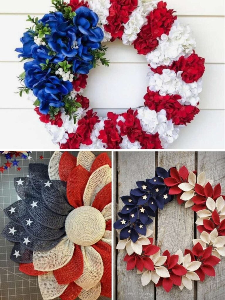 Patriotic American Flag Flower Wreath DIY – Pink Pop Design